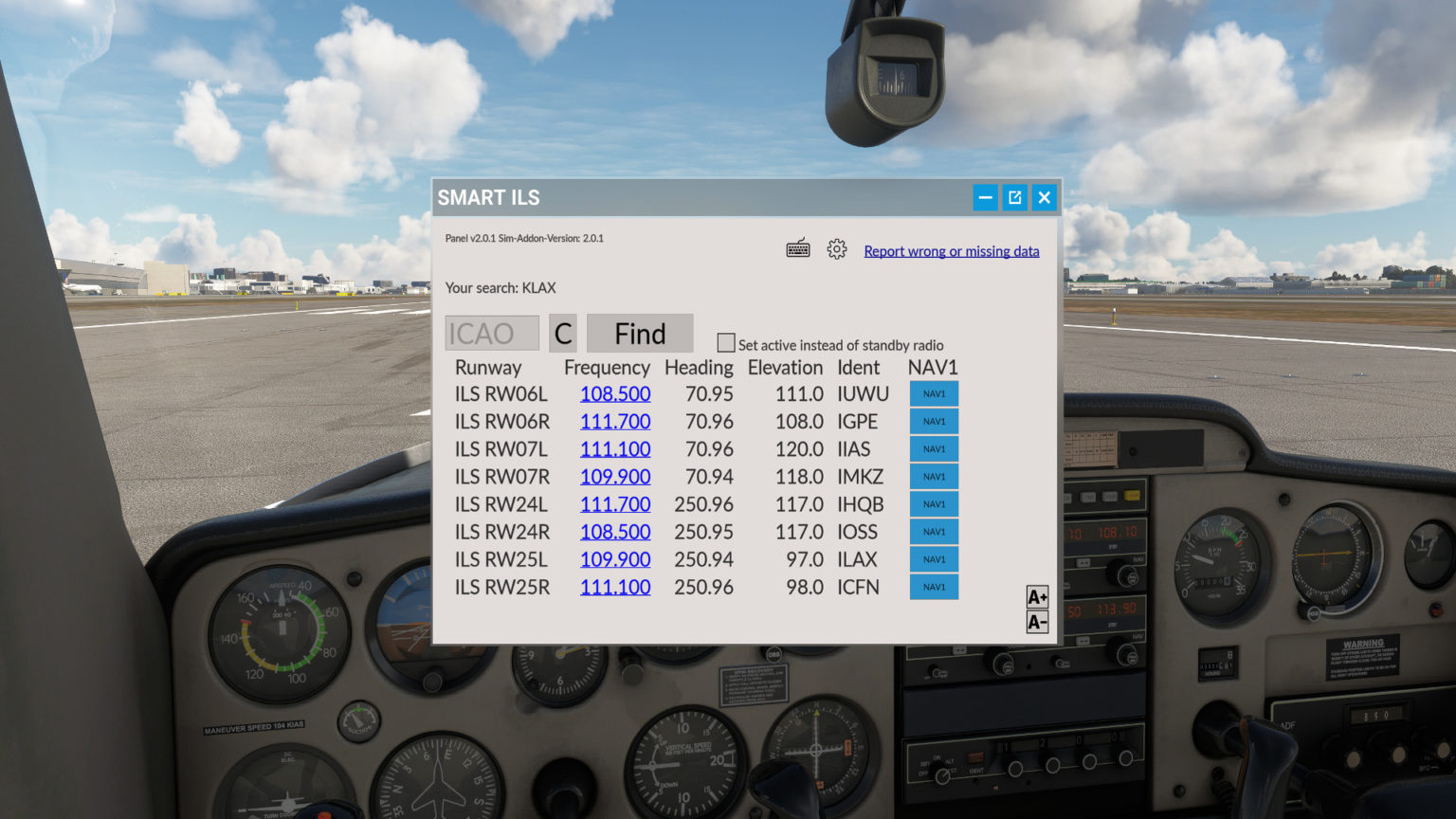 Smart ILS Panel: Nützliches ILS-Frequenz-Tool | Flightnews24 FSNews24