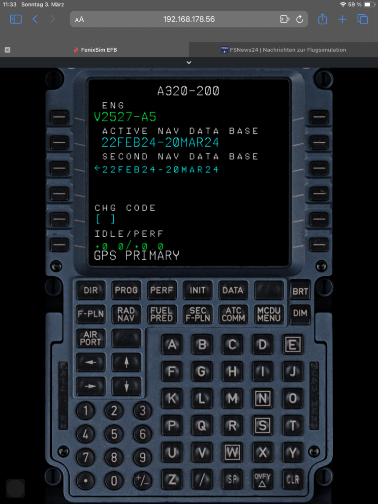 Fenix A320 V2B2: EFB und MCDU auf Tablet oder Smartphone